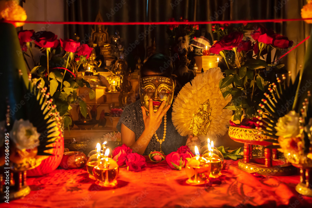 Female Shaman in Her Secred House Shrine Stock Photo | Adobe Stock
