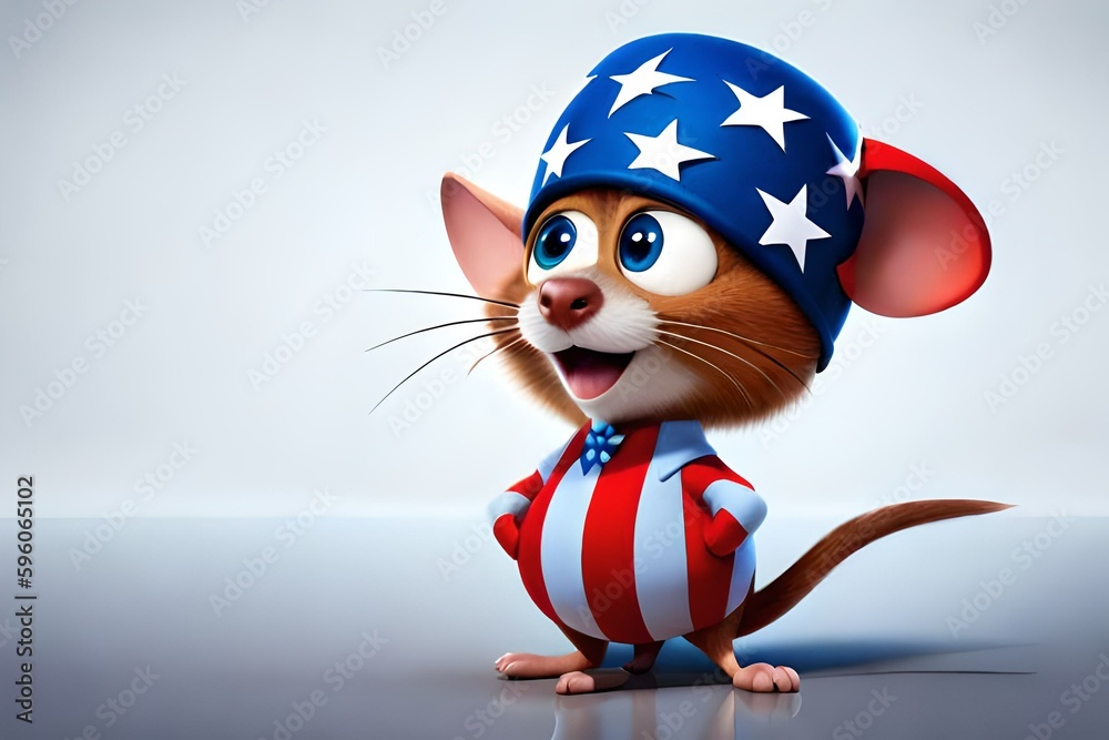Mouse in usa flag hat pointing you like uncle sam. Generative AI Stock ...