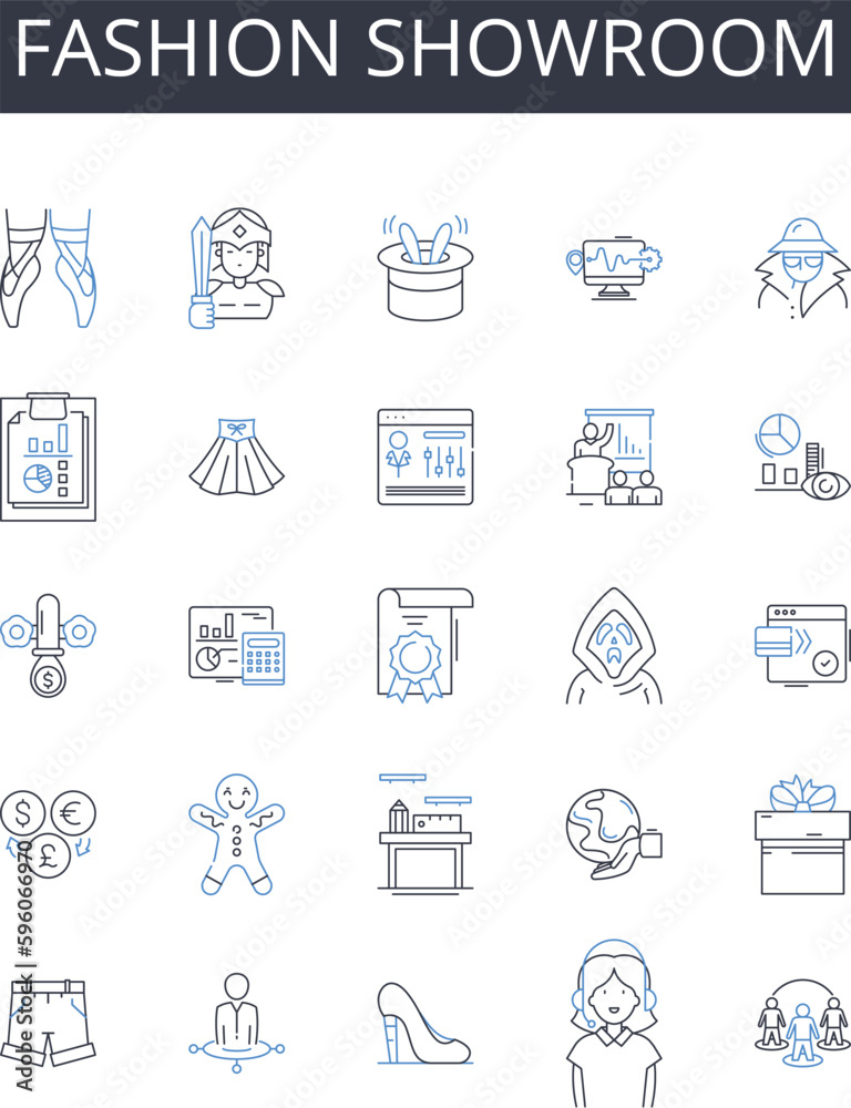 Fashion showroom line icons collection. Beauty salon, Art gallery ...