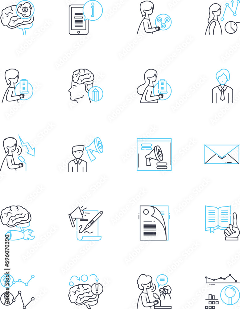 Emotional attachment linear icons set. Love, Bond, Connection, Devotion ...