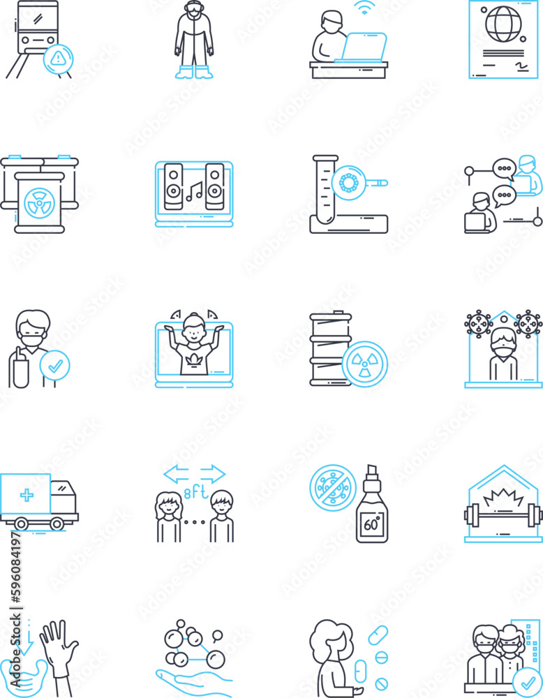 Bacteria linear icons set. Microbes, Pathogens, Prokaryotes, Germs ...