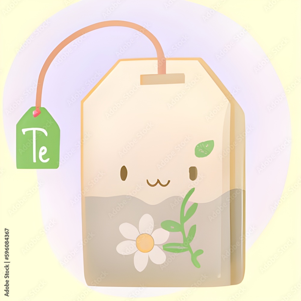 cute kawaii tea bag illustration, tea bag art, ramen, cute kawaii ...