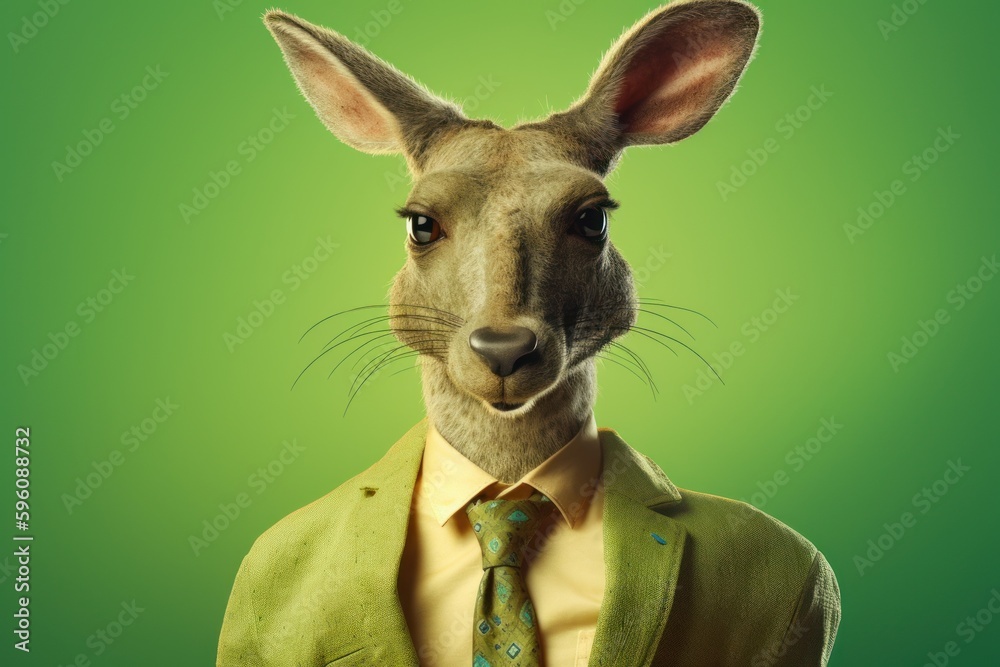 Anthropomorphic kangaroo dressed in a suit like a businessman. Business ...