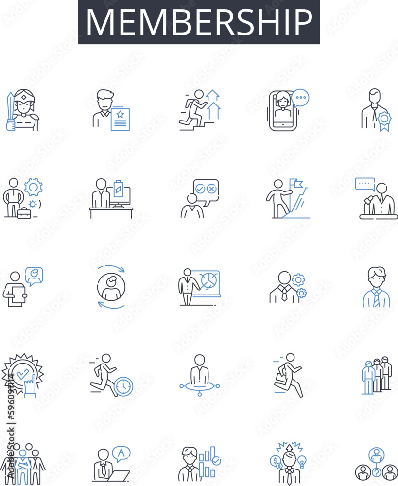 Membership line icons collection. Clubhouse, Fellowship, Alliance ...