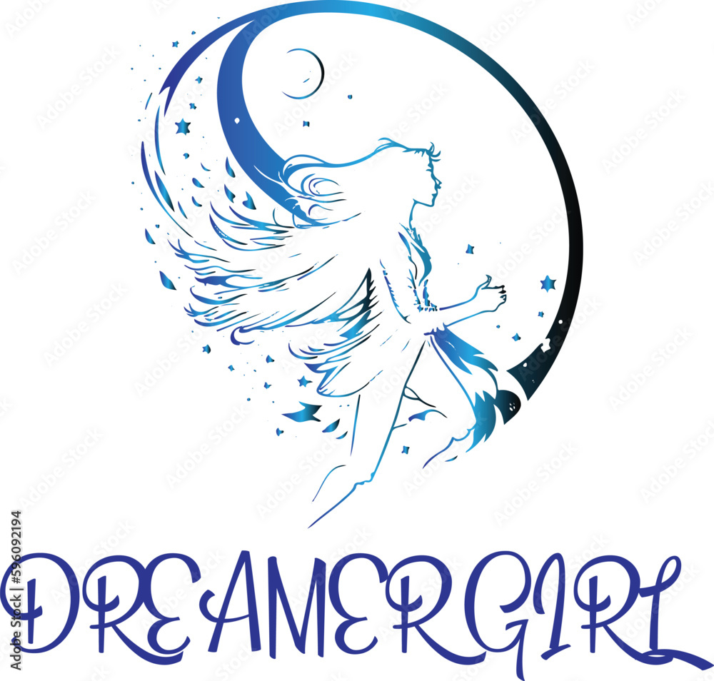 Dreamer Girl Logo Vector File Stock Vector | Adobe Stock