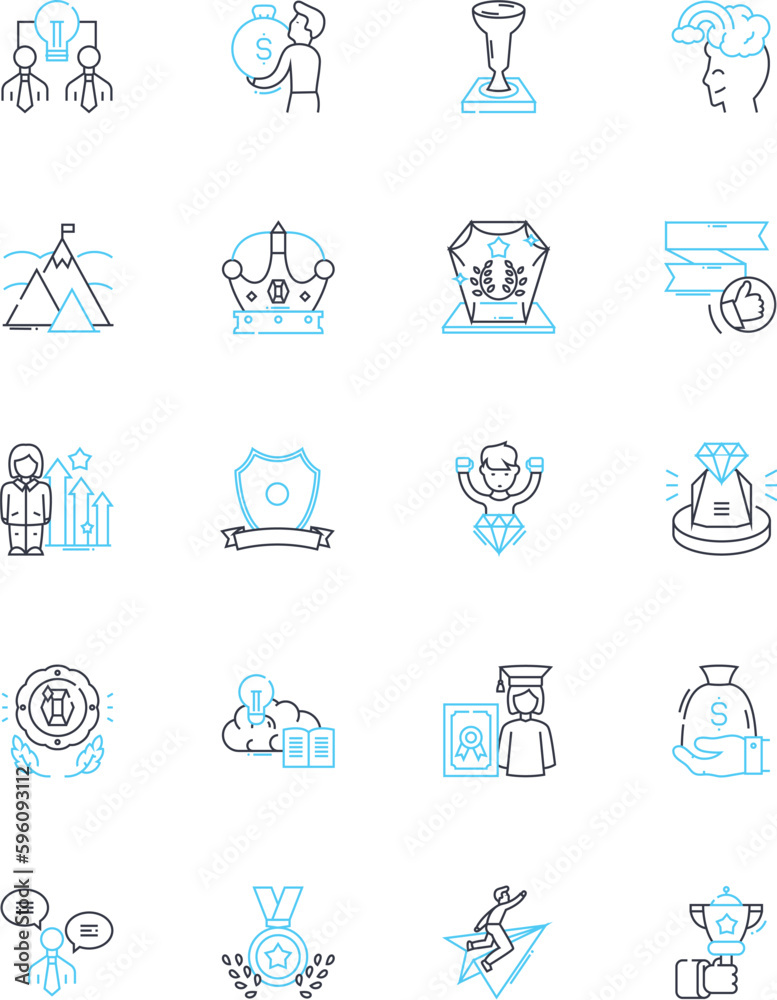 Progress and recognition linear icons set. Growth, Accomplishment ...