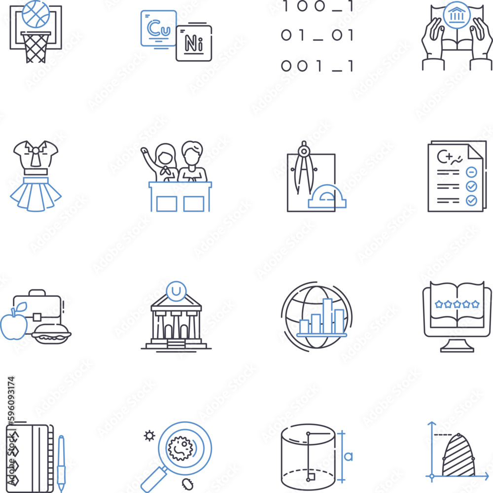 GED education line icons collection. Certification, Diploma ...