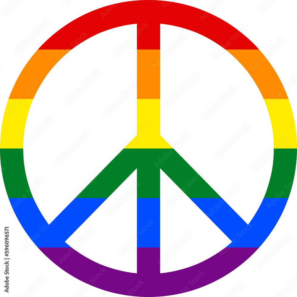 LGBT peace symbol, rainbow colored peace sign ilustração do Stock ...