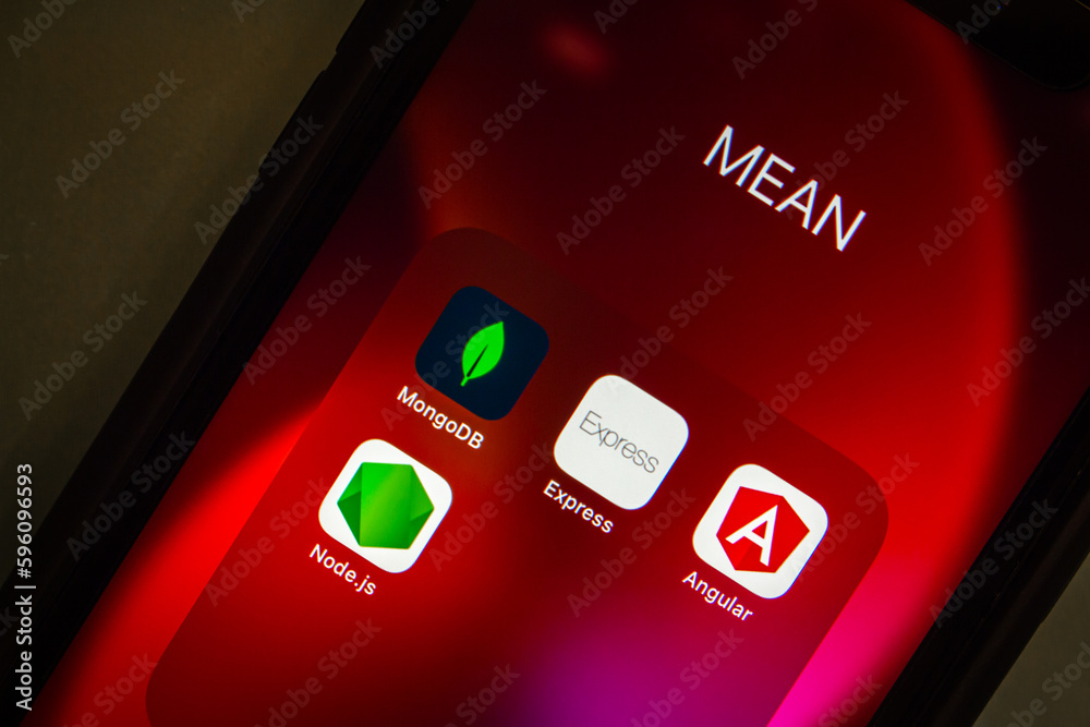 Vancouver, CANADA - Mar 29 2023 : MEAN stack (MongoDB, Express.js ... Vancouver, CANADA - Mar 29 2023 : MEAN stack (MongoDB, Express.js ...