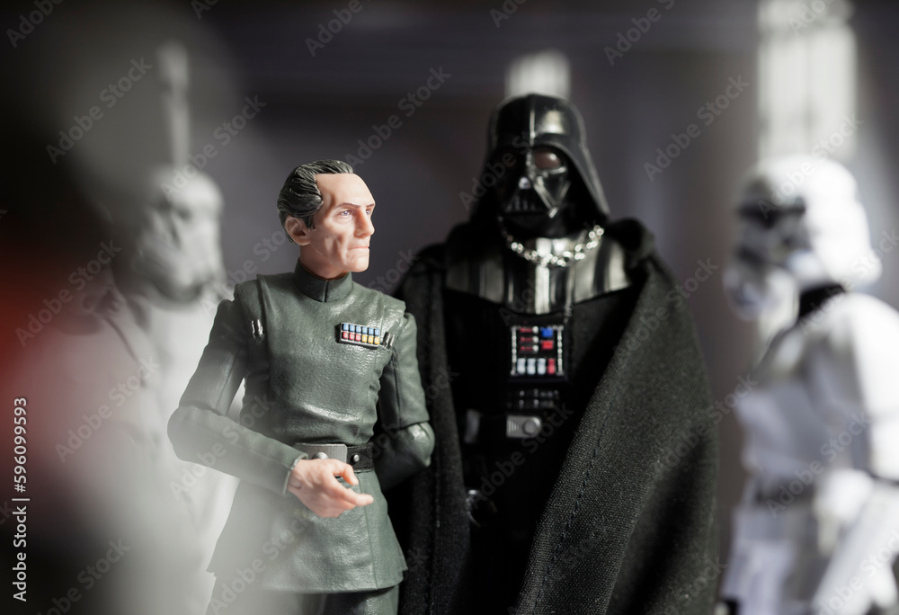 NEW YORK USA, APR 12 2018: Star Wars scene of Darth Vader and Grand ...