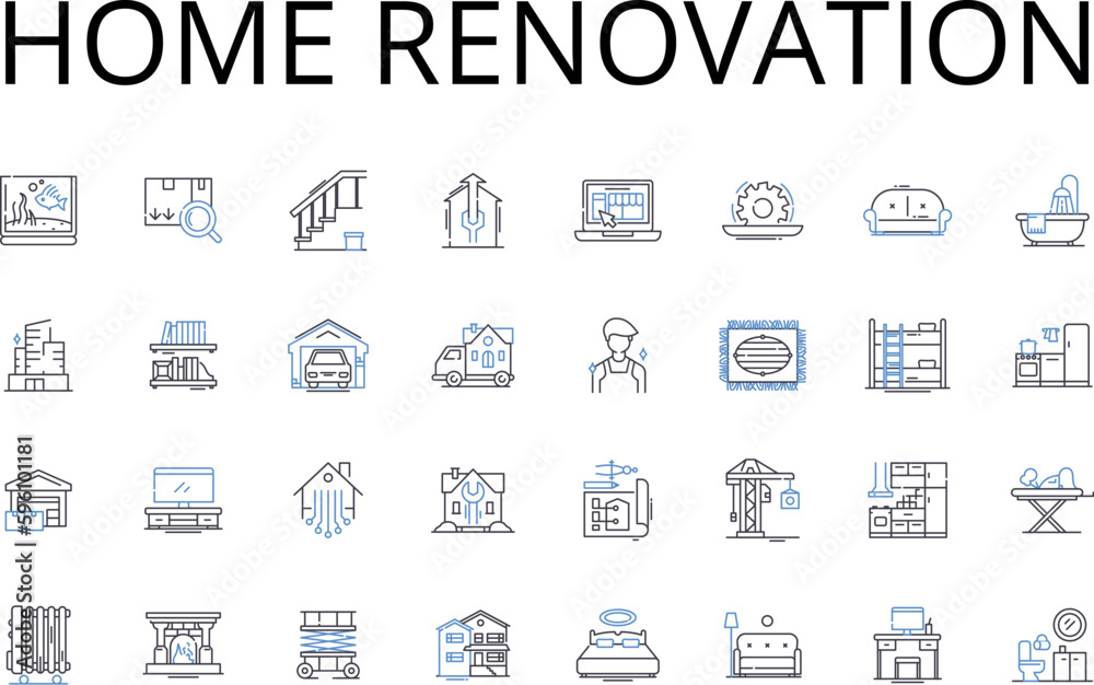 Home renovation line icons collection. House remodeling, Property ... Home renovation line icons collection. House remodeling, Property ...