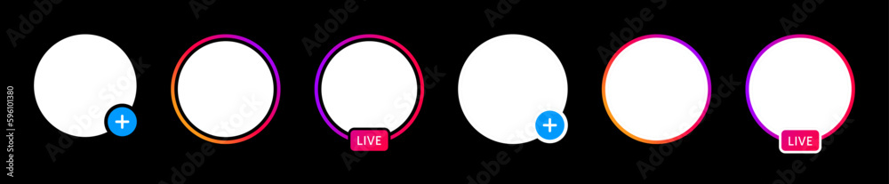 Instagram story, live stream, new story badge vector set. Isolated ...