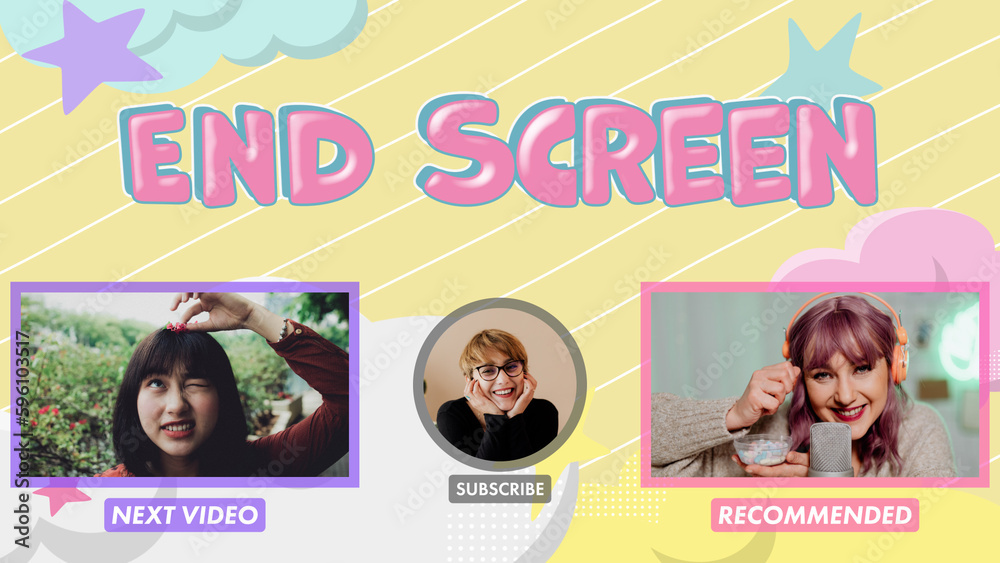 Cute Anime End Screen Stock Template | Adobe Stock