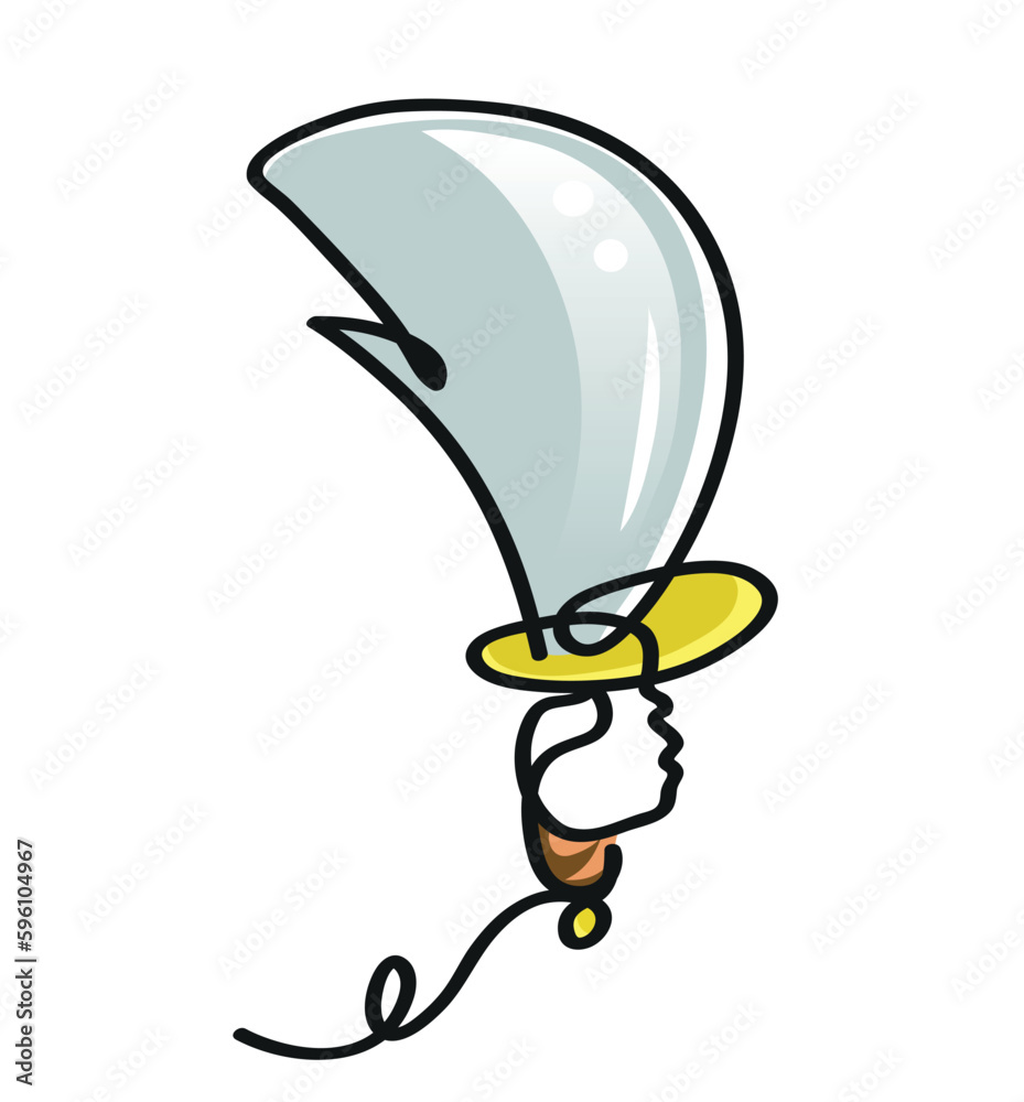 One line drawing of Pirate sword on white background. One continuous ...