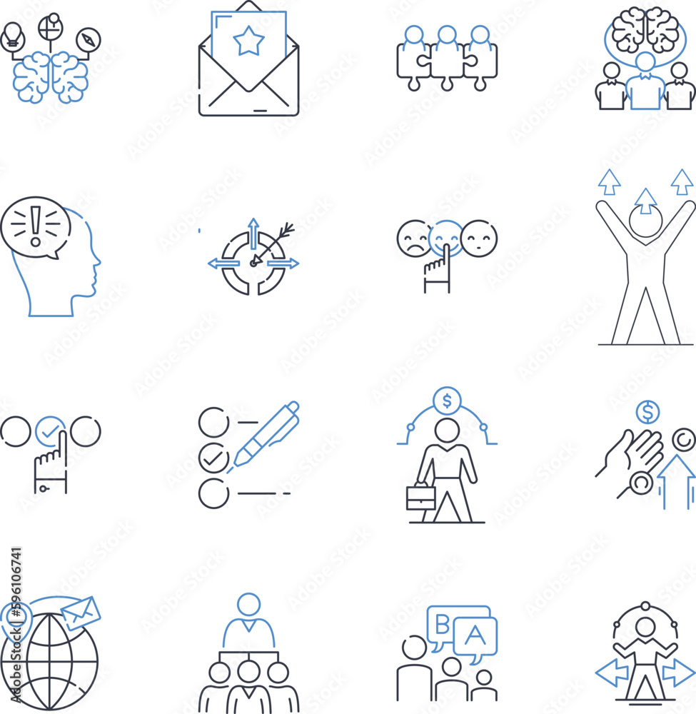 Giant objectives line icons collection. Ambitious, Massive, Monumental ...