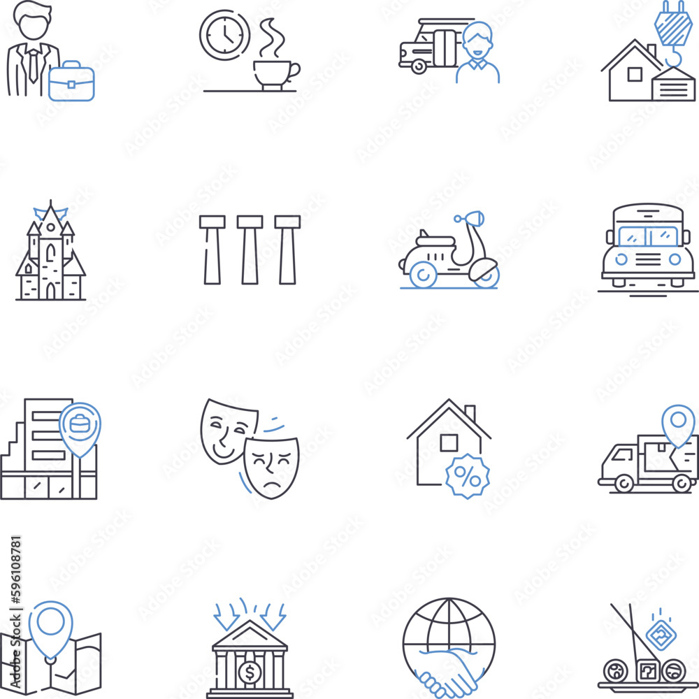 Education system line icons collection. Curriculum, Assessment ...