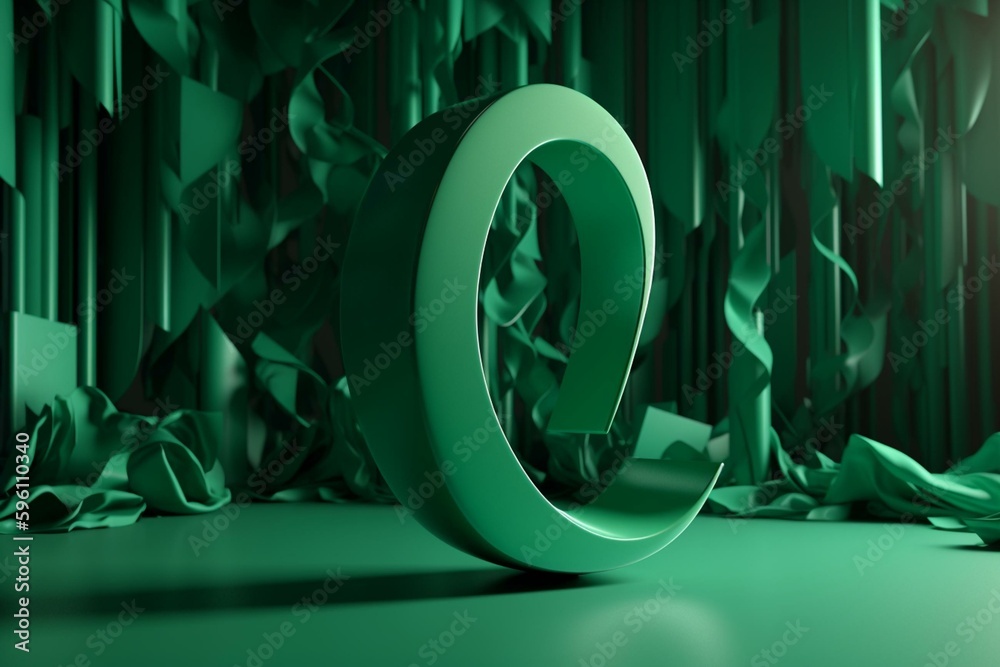 3D green question mark on white sign background. Generative AI Stock ...