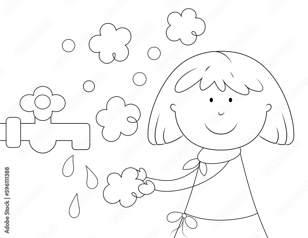 hand washing coloring page for kids. you can print it on 8.5x11 inch ...