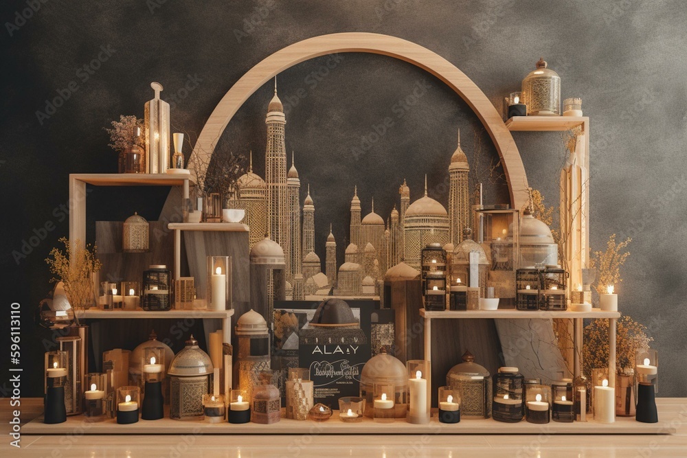 Islamic display stand for premium products with Eid and Ramadan themes ...