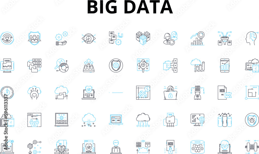 Big data linear icons set. Analytics, Insights, Volume, Velocity ... Big data linear icons set. Analytics, Insights, Volume, Velocity ...