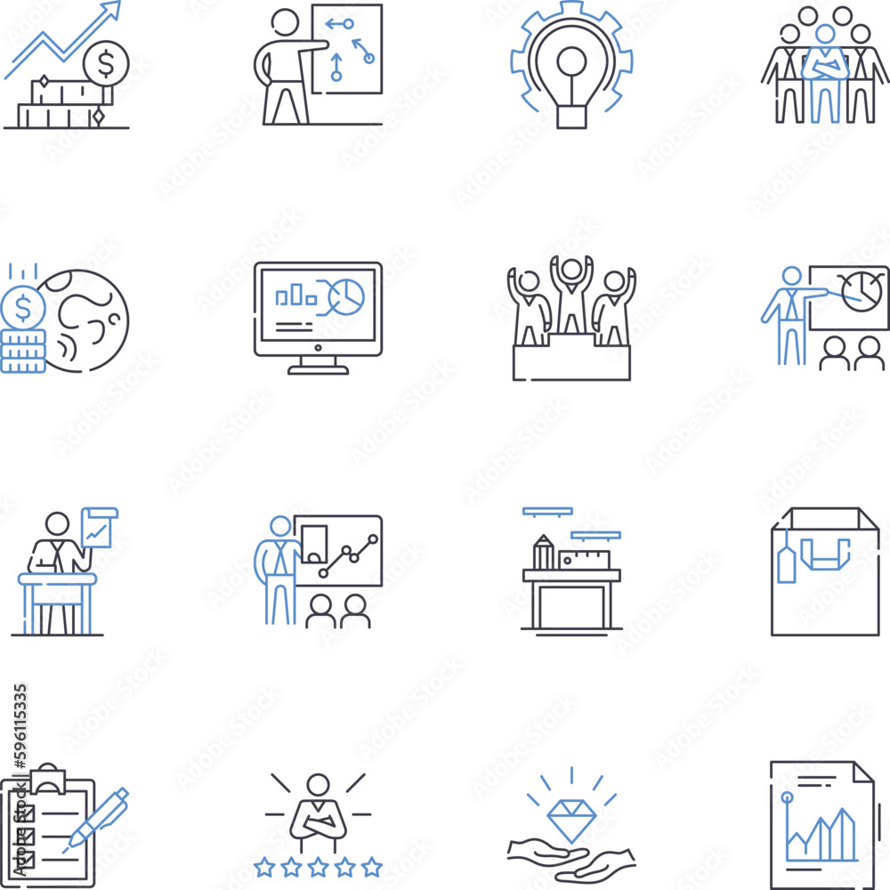 Administrative management line icons collection. Efficiency ...