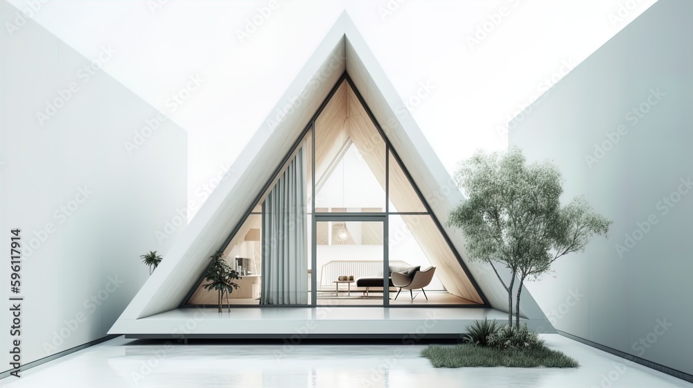 Minimalist House Transformed into Polygonal Triangles on a White ...