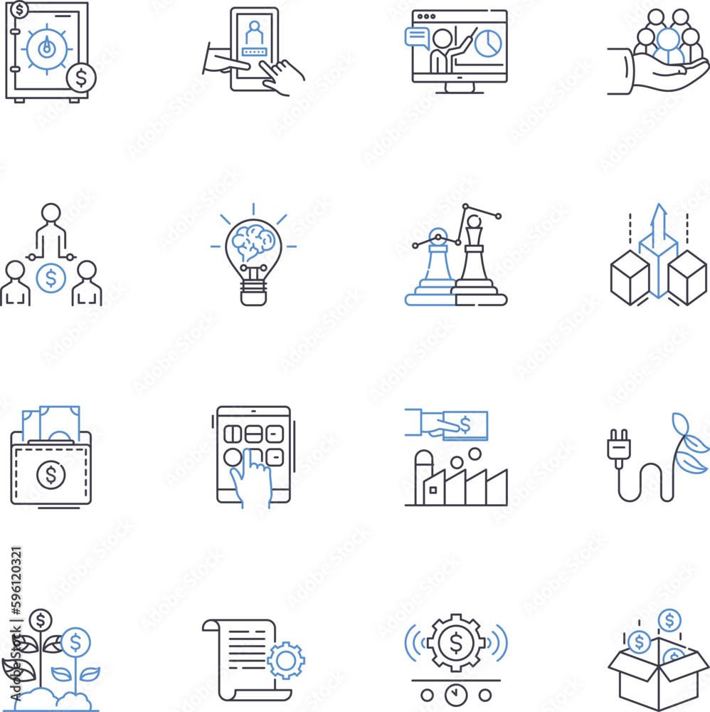 Plans Line Icons Collection Blueprint Arrangement Proposal Strategy Design Project
