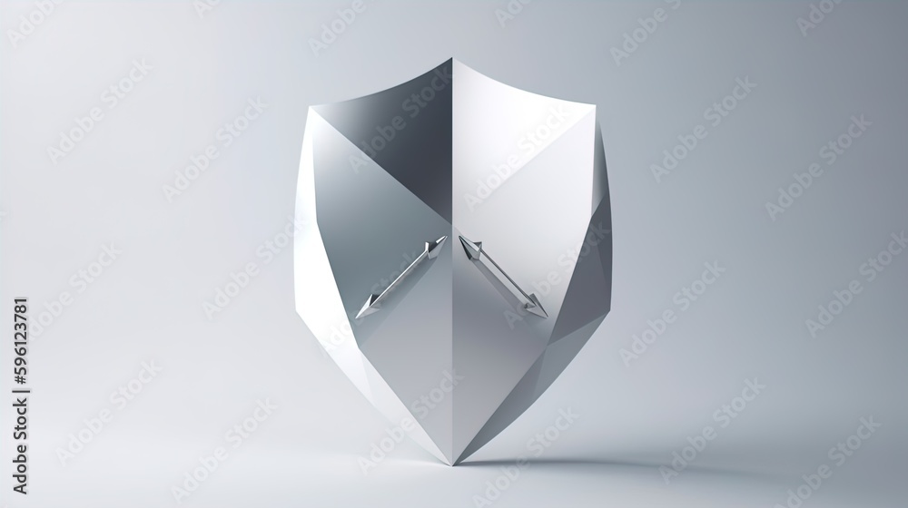 Minimalist Shield Transforming into Polygonal Triangles on a White ...