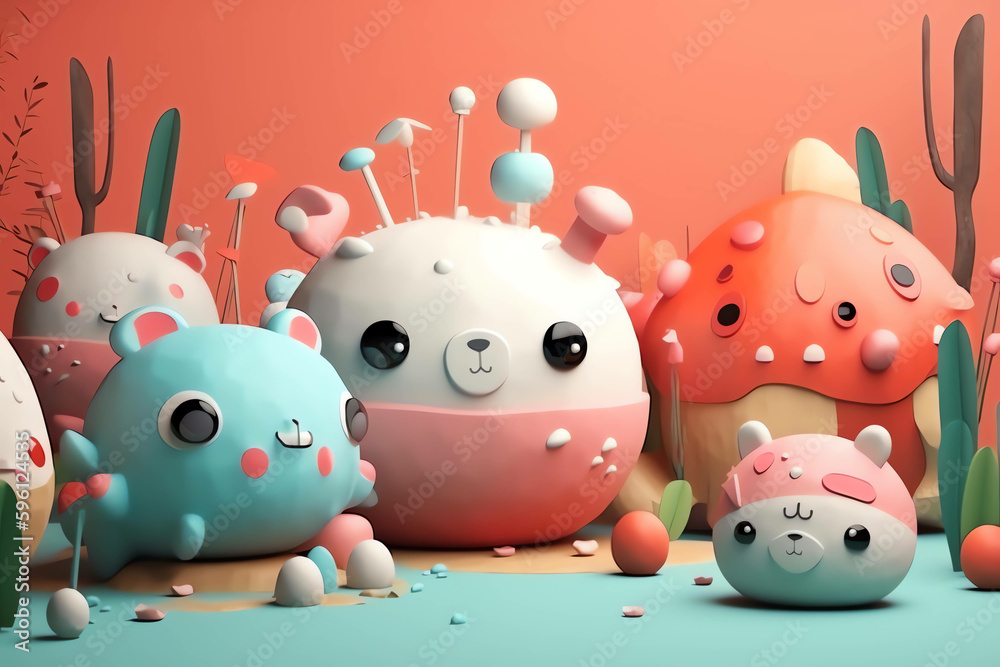 Cute cartoon imagine design 3D Illustration for kids and super funny ...