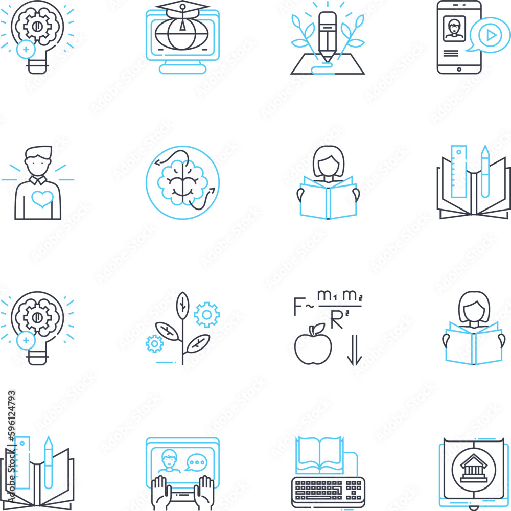Learning quality linear icons set. Excellence, Progress, Mastery, Rigor ... Learning quality linear icons set. Excellence, Progress, Mastery, Rigor ...