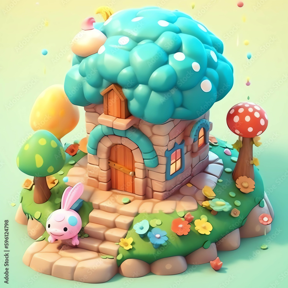 Cute fantasy cartoon with a cute style, suitable for posters and other ...