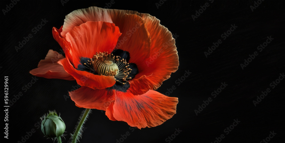 Red poppy symbol emblem for World War Victims Remembrance Day. Red ...