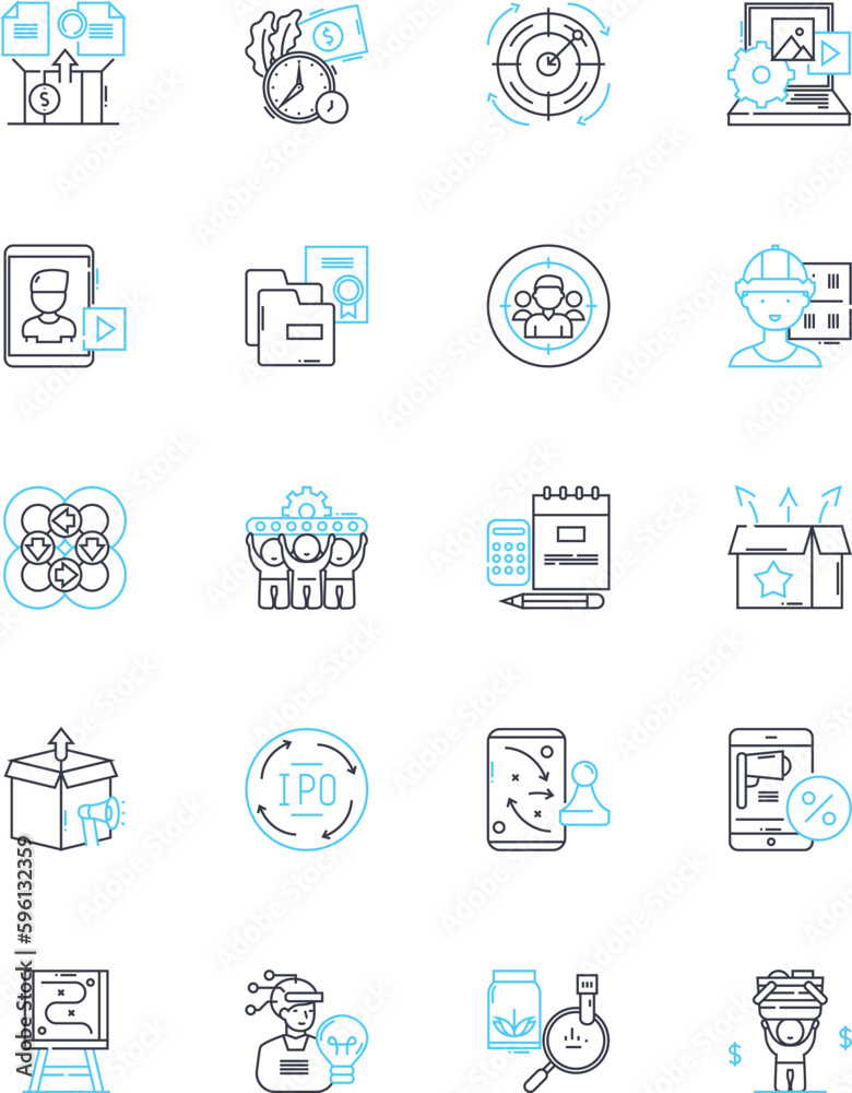 Cooperative effort linear icons set. Collaboration, Coordination ...