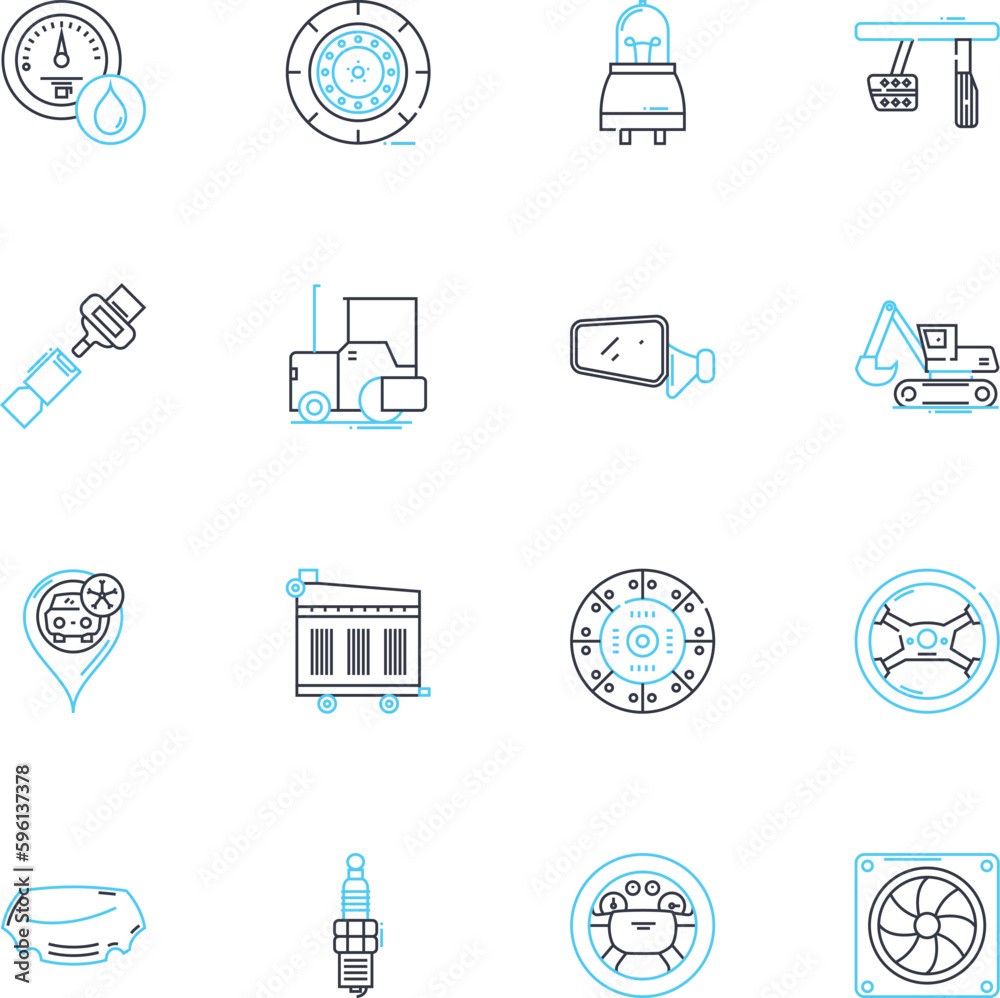 Motor garage linear icons set. Tune-ups, Repairs, Maintenance, Oil ...