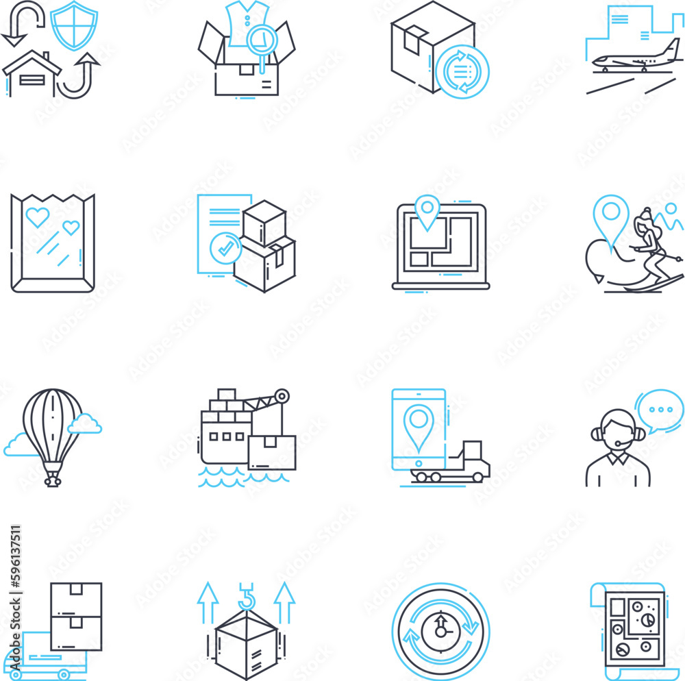 Shipment Services linear icons set. Logistics, Delivery, Transport ...