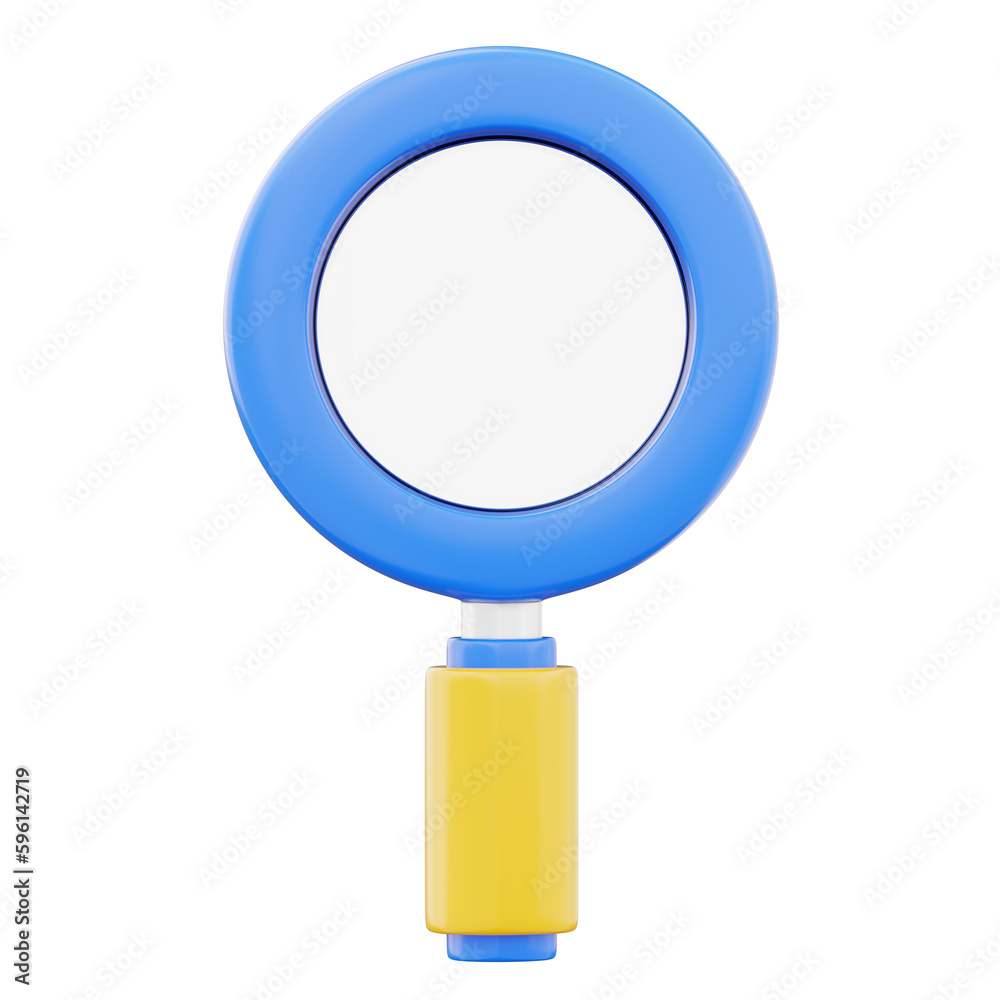 magnifying glass blue optical tool search analysis icon 3d render ...
