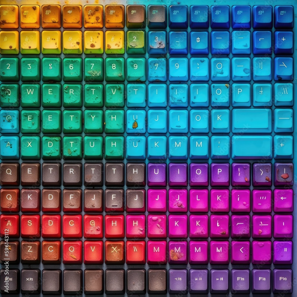 Keycaps wall art square photo, manufacture palette background, bright ...
