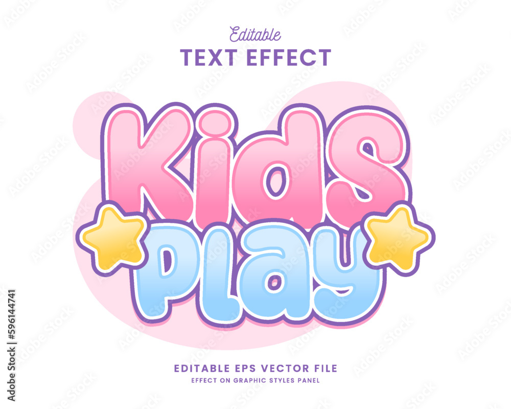 decorative kids play editable text effect vector design Stock Vector ...