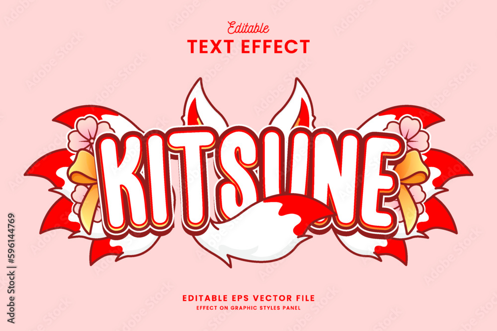 decorative kitsune editable text effect vector design Stock Vector ...