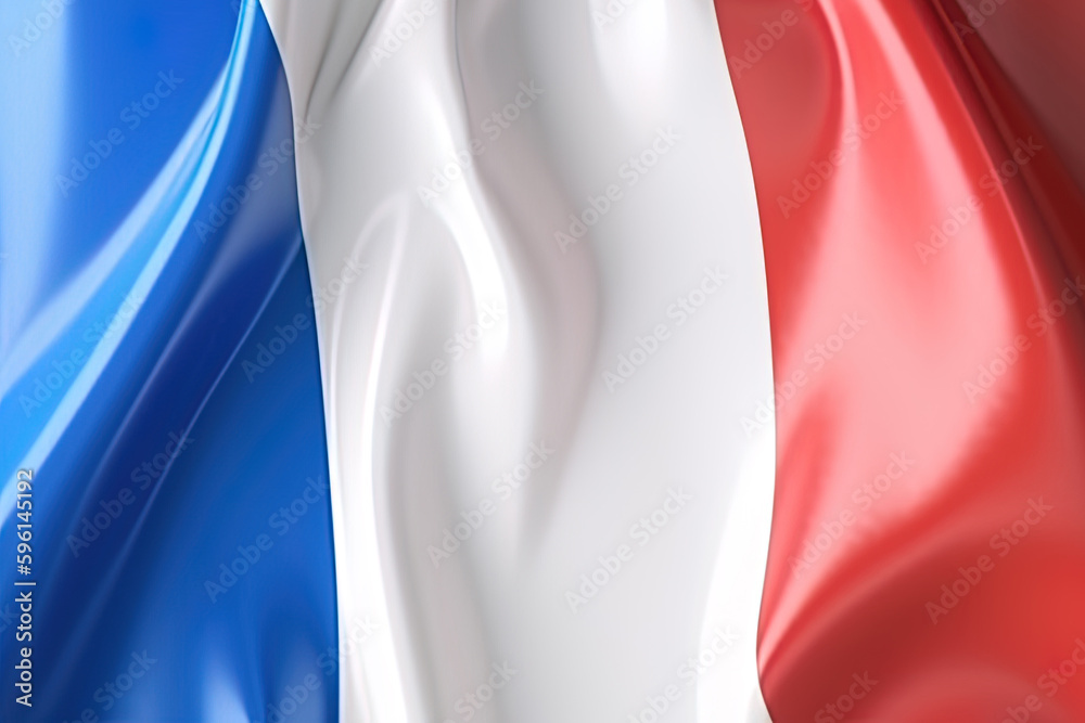 blue, white and red background, waving the national flag of France ...