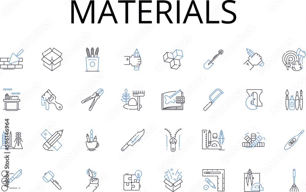 Materials line icons collection. Comestibles, Ingredients, Elements ...