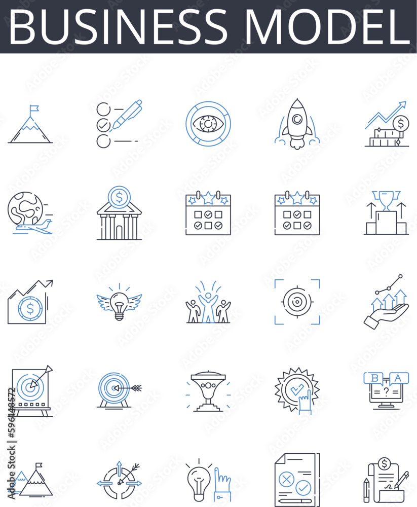 Business Model line icons collection. Sales Strategy, Marketing Plan ...