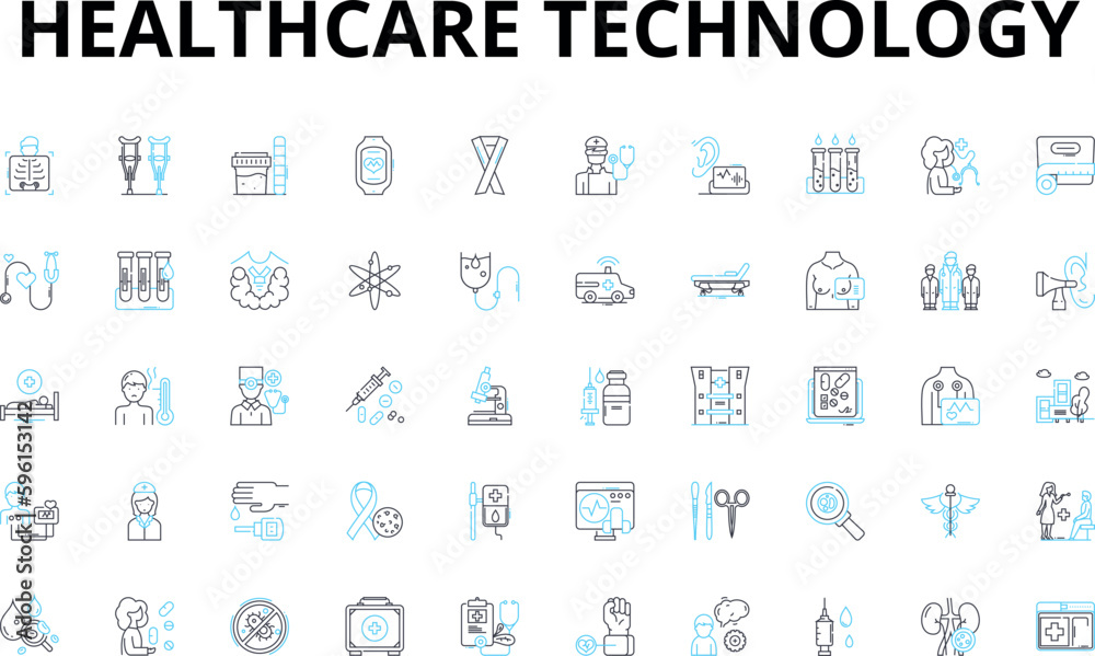 Fototapeta mapa świata dla dzieci Healthcare Technology linear icons ... Fototapeta mapa świata dla dzieci Healthcare Technology linear icons ...