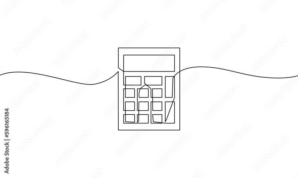 Continuous line drawing of calculator. Back to school. technology ...