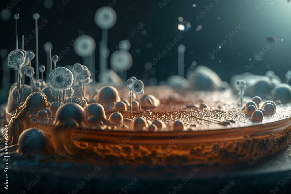 A 3D graphic of penicillin-producing mold, Penicillium. Generative AI ...