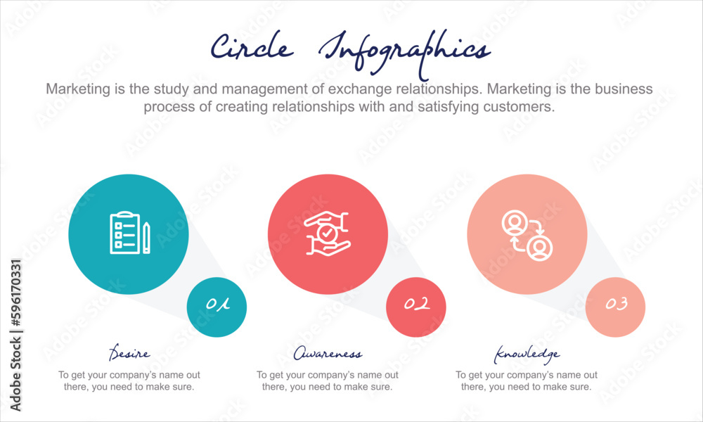 Vector template circle infographics. Business concept with 3 options ...