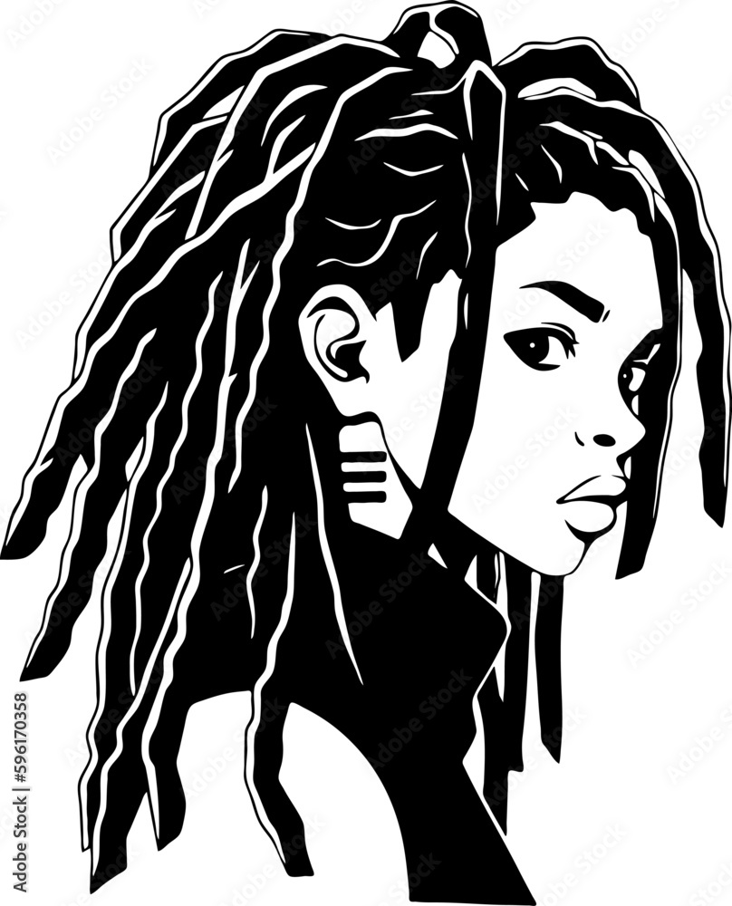 Beautiful african american woman with hairstyles of dreadlocks. Black ...