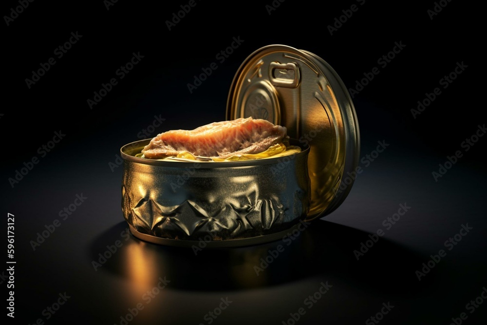 Isolated tin can of omega-3 rich cod liver, a healthy canned seafood ...