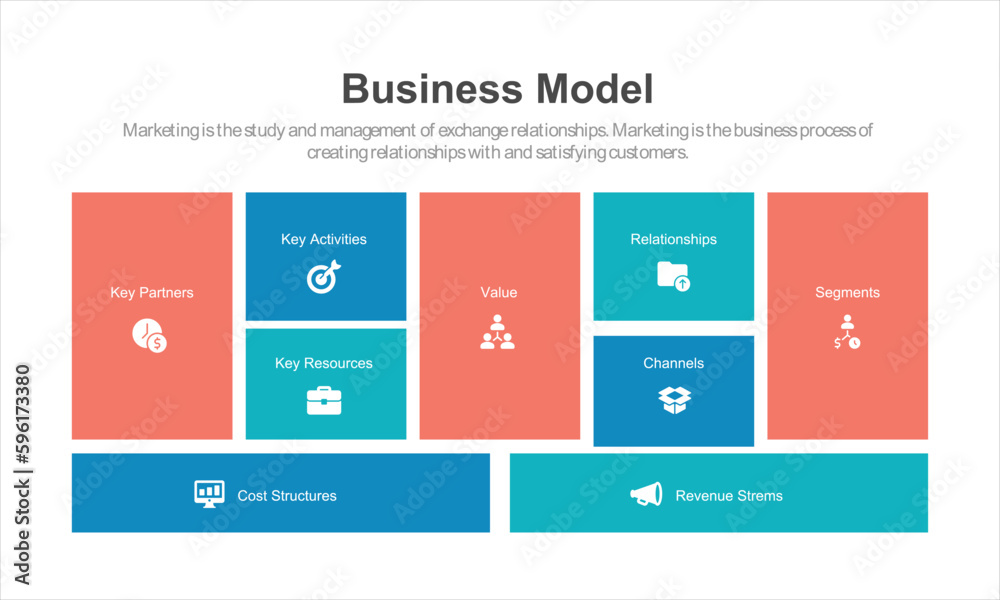 Simple concept for business model diagram with nine steps and place for ...