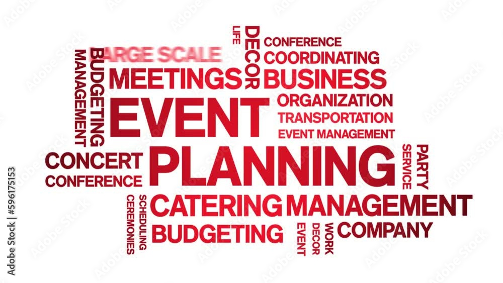 Event Planning animated tag word cloud;text design animation kinetic ...